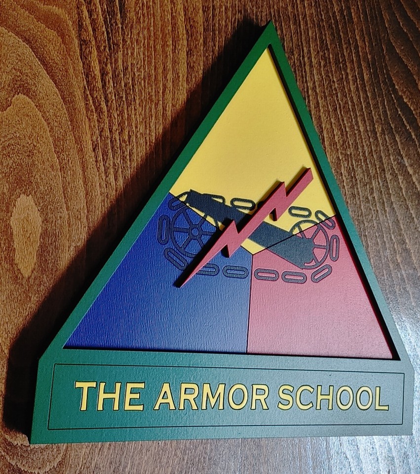 8" US Army The Armor School SSI Patch Plaque "Force the Thunderbolt" | eBay