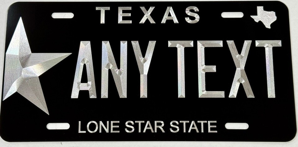 REFLECTIVE Custom Texas TX Any State Car Tag Diamond Etched Front ...