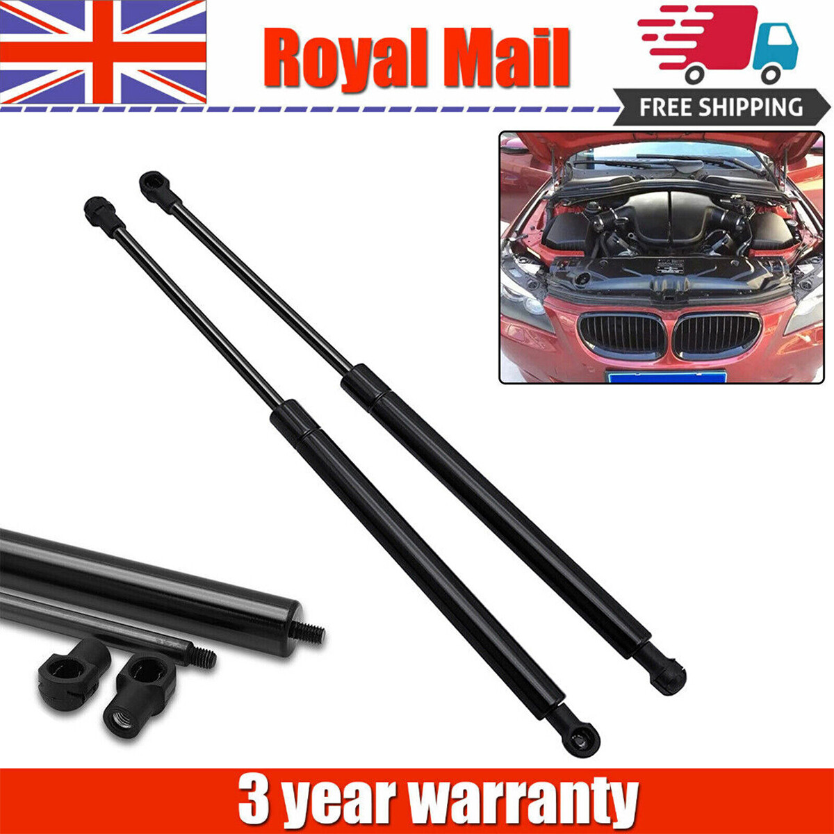 2PCS CAR FRONT BONNET GAS STRUTS LIFTERS 51237008745 FOR BMW 5 SERIES ...