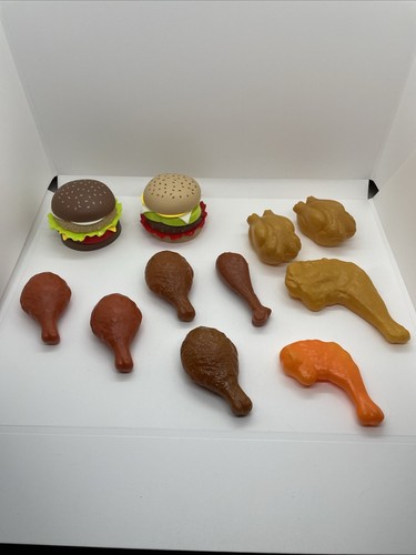 Chicken & Hamburgers Pretend Play Food Kids Toys Lot Pull-Apart Burgers ...