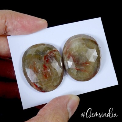 Matched Pair Natural Brown Sapphire Rose Checker Cut with Flat Back ...