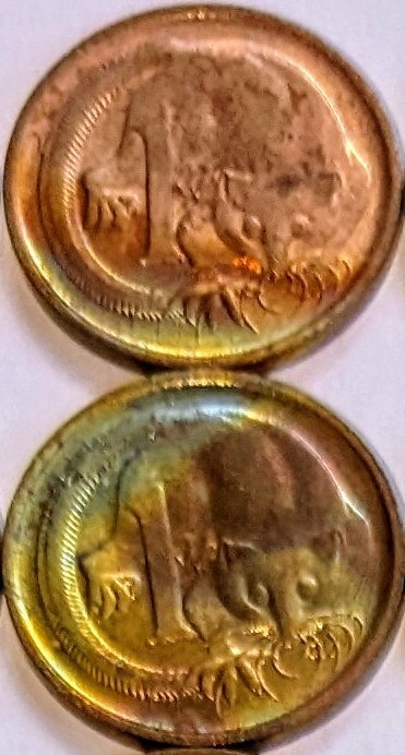 1 - 2 CENT COINS 2 x 1966 + 6 x 1968 AUSTRALIA RARE RAINBOW TONES 30x ...