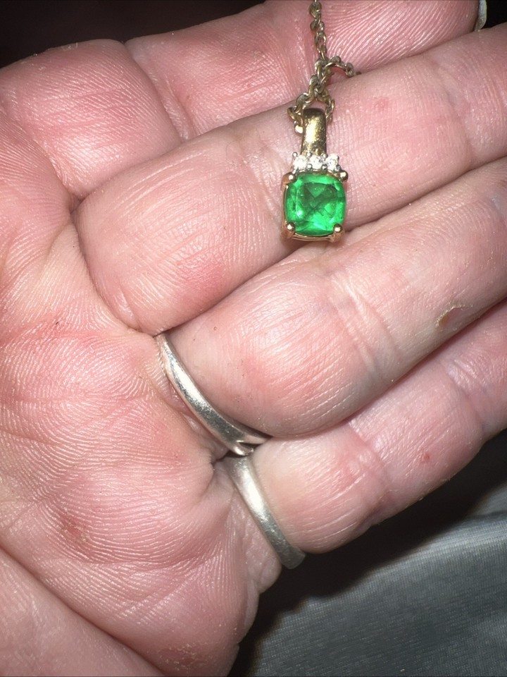 2Ct Emerald Cut Green Emerald Solitaire Pendant 14K Yellow Gold Over ...