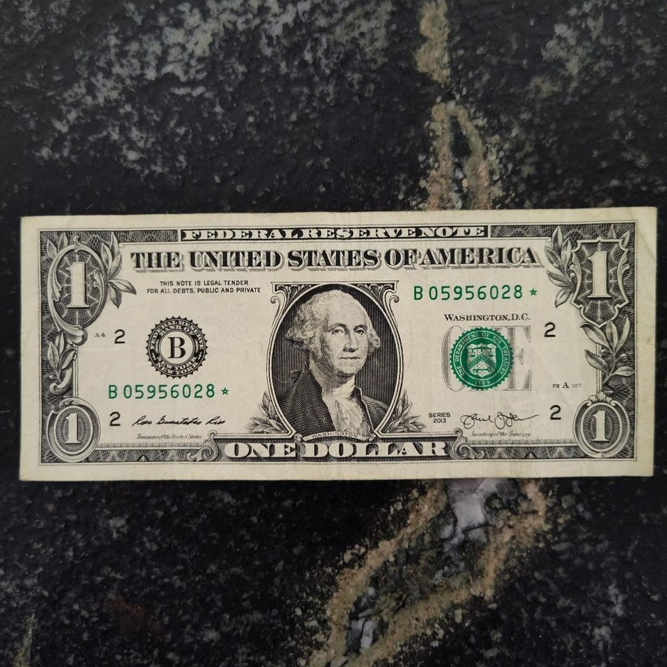 FW Duplicate Serial Number STAR Note B 05956028 ☆ One Dollar $1 Bill ...