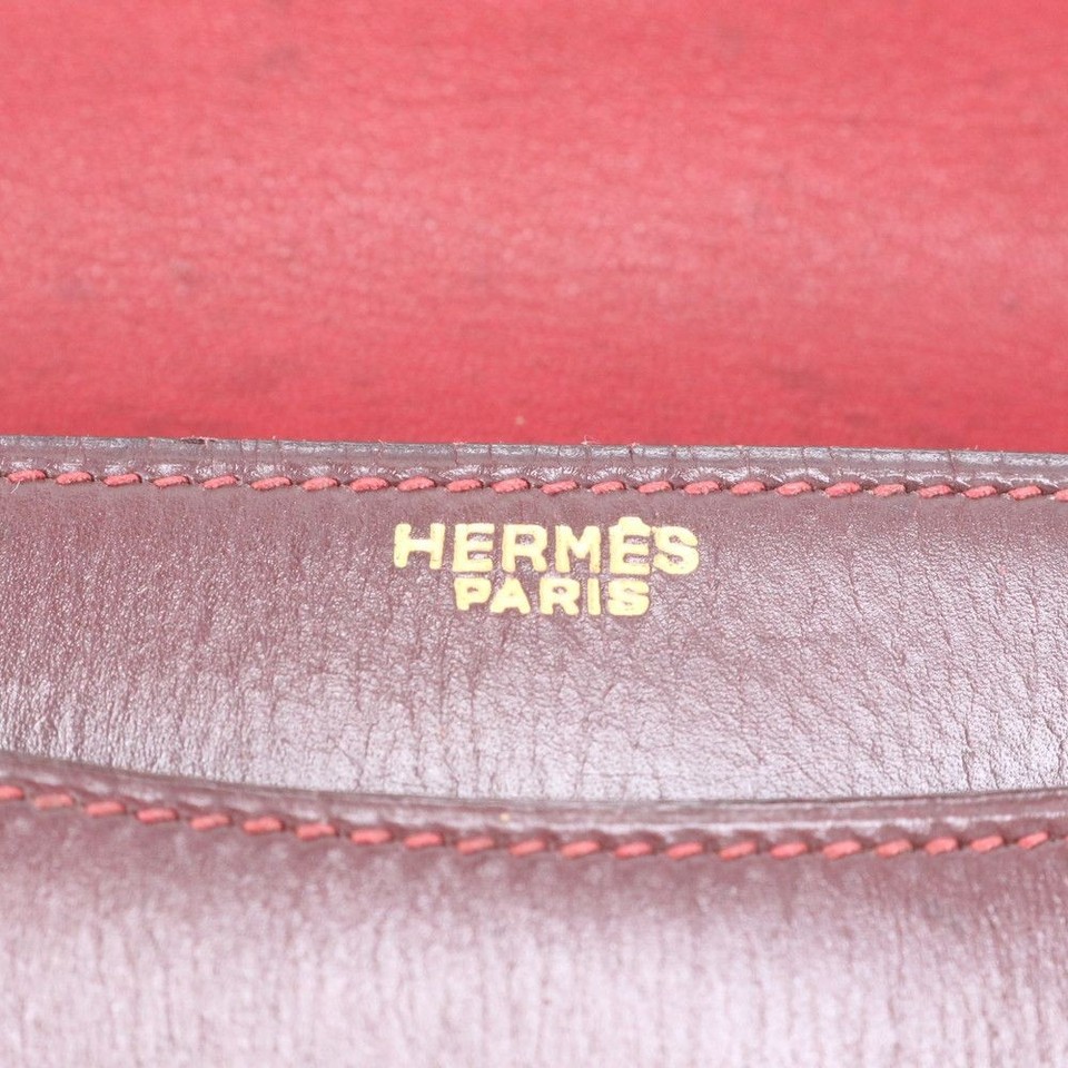 Excellent condition Vintage Hermes Ring Do Box Calf Leather Handbag ...