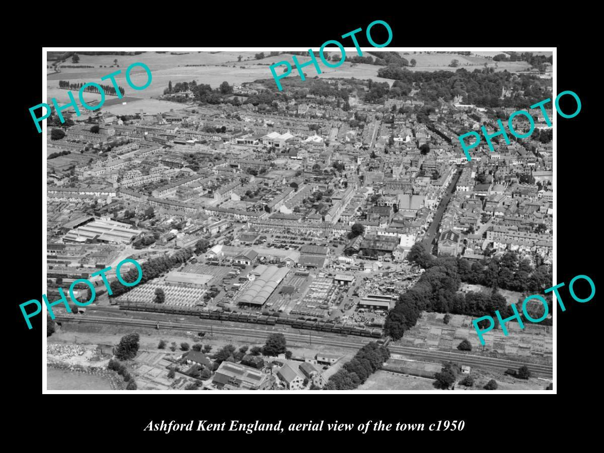 OLD 8x6 HISTORIC PHOTO OF ASHFORD KENT ENGLAND AERIAL VIEW OF TOWN ...