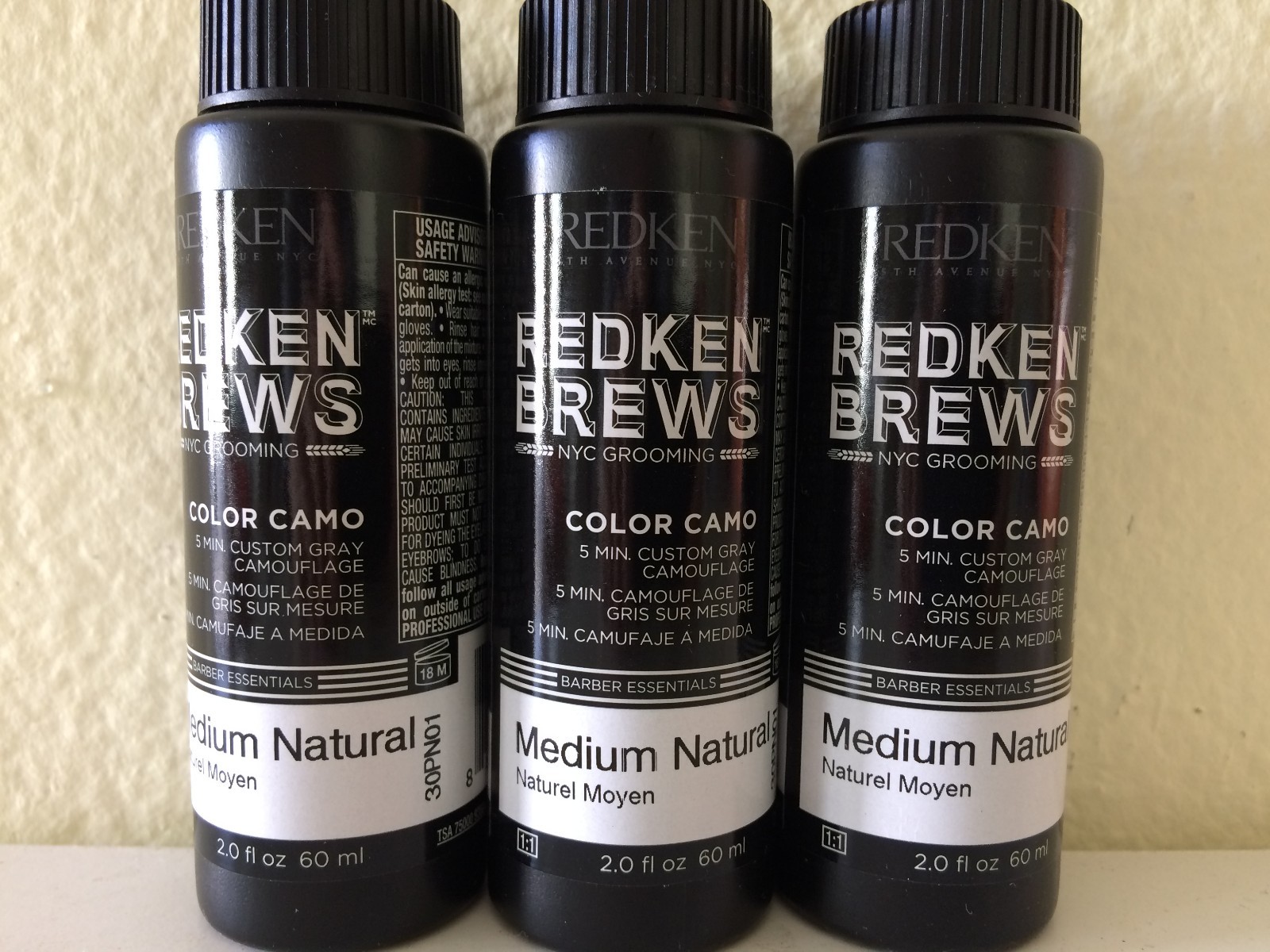 3 bottles REDKEN FOR MEN 5 minute color camo custom gray protein and ...