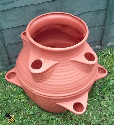 Large Garden Strawberry Planter Flower Pot Patio Tub Terracotta colour ...