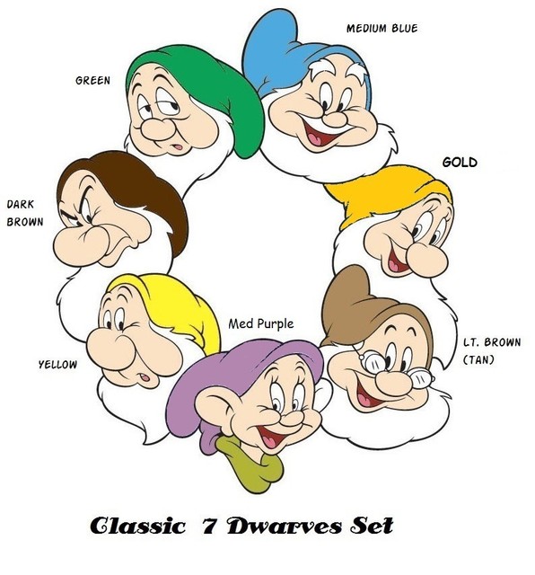 7 Dwarf Hats for Seven Dwarves Dress up Snow White Full Set great 4 ...