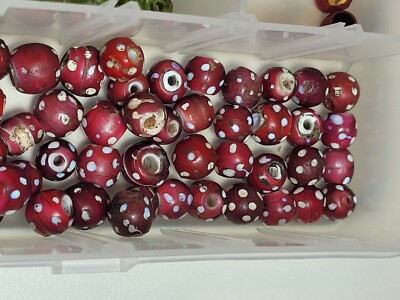 Antique Lampwork African Trade Beads Venetian Made Glass Red Eye Skunk ...