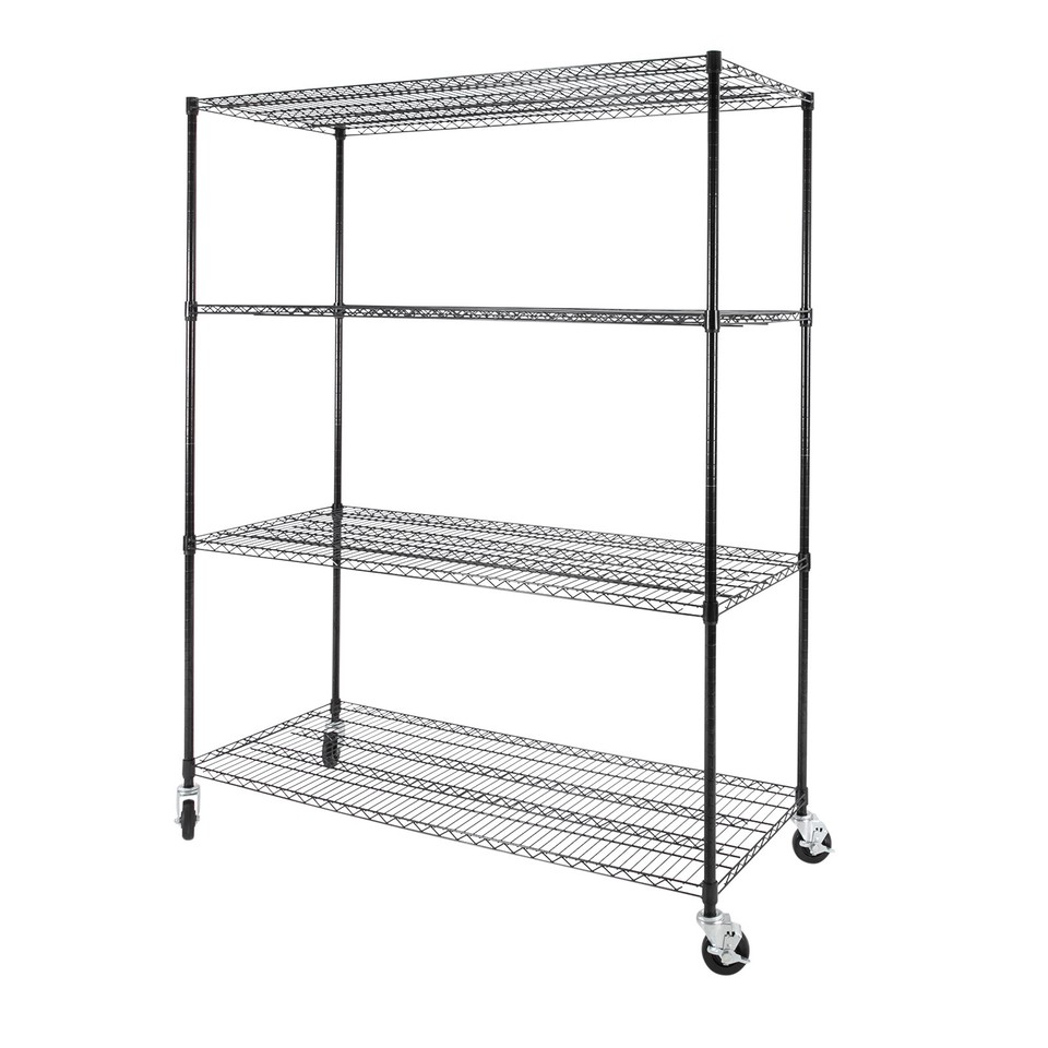 4 Tier Storage Shelf With Wheels Carbon Steel Commercial Home Storage ...