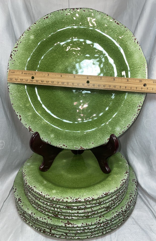 Pier 1 One Imports Melamine Carmelo Green Crackle Dinner (6) Luncheon ...