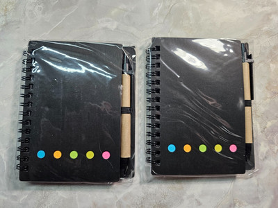2 Pack Pocket Notebooks w/ Pen & Sticky Notes Small Spiral Notepad Set ...