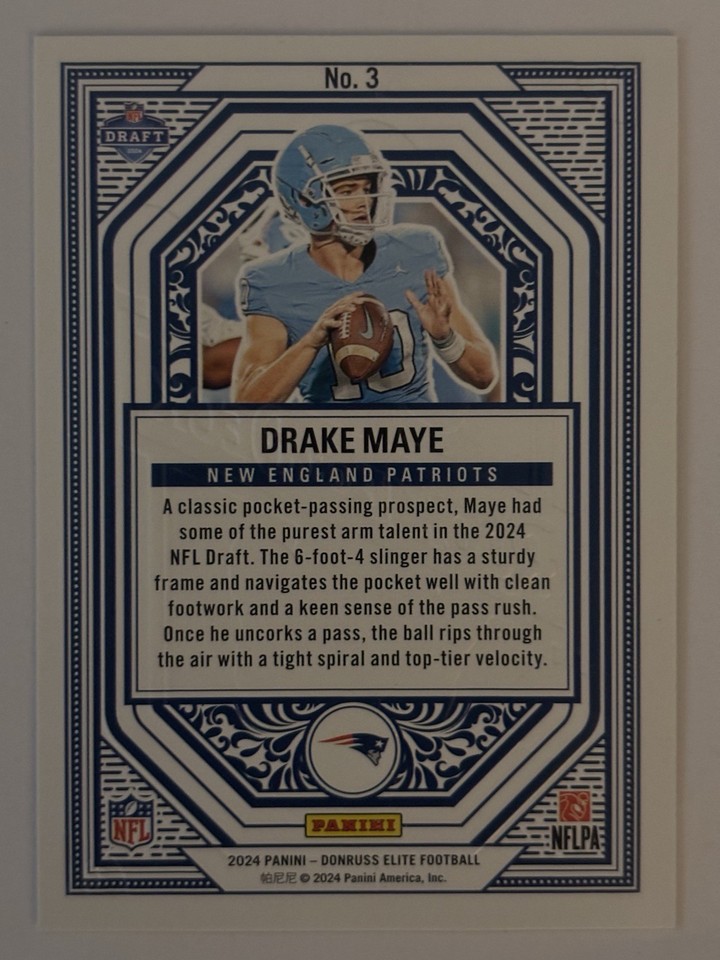2024 Donruss Elite Drake Maye Rookie On Deck #3 Patriots RC And Elitist ...