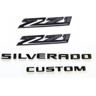 2019-2023 Gloss Black Chevrolet Silverado CUSTOM Z71 Emblem Nameplate ...