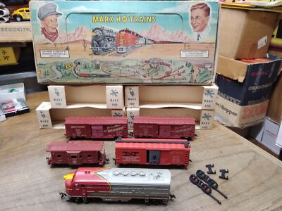 Vtg Marx HO Train Set Santa Fe Diesel Engine 4 Cars Original Boxes ...