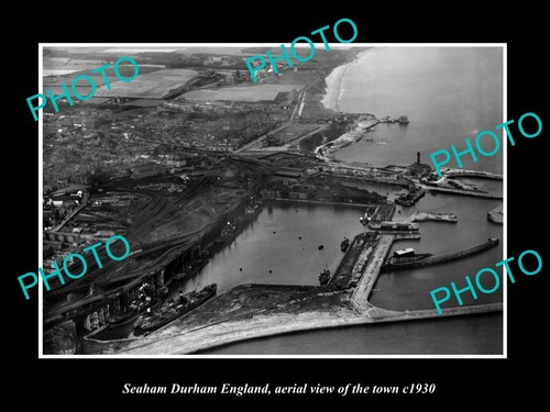 OLD 6 X 4 HISTORIC PHOTO SEAHAM DURHAM ENGLAND AERIAL VIEW OF TOWN ...