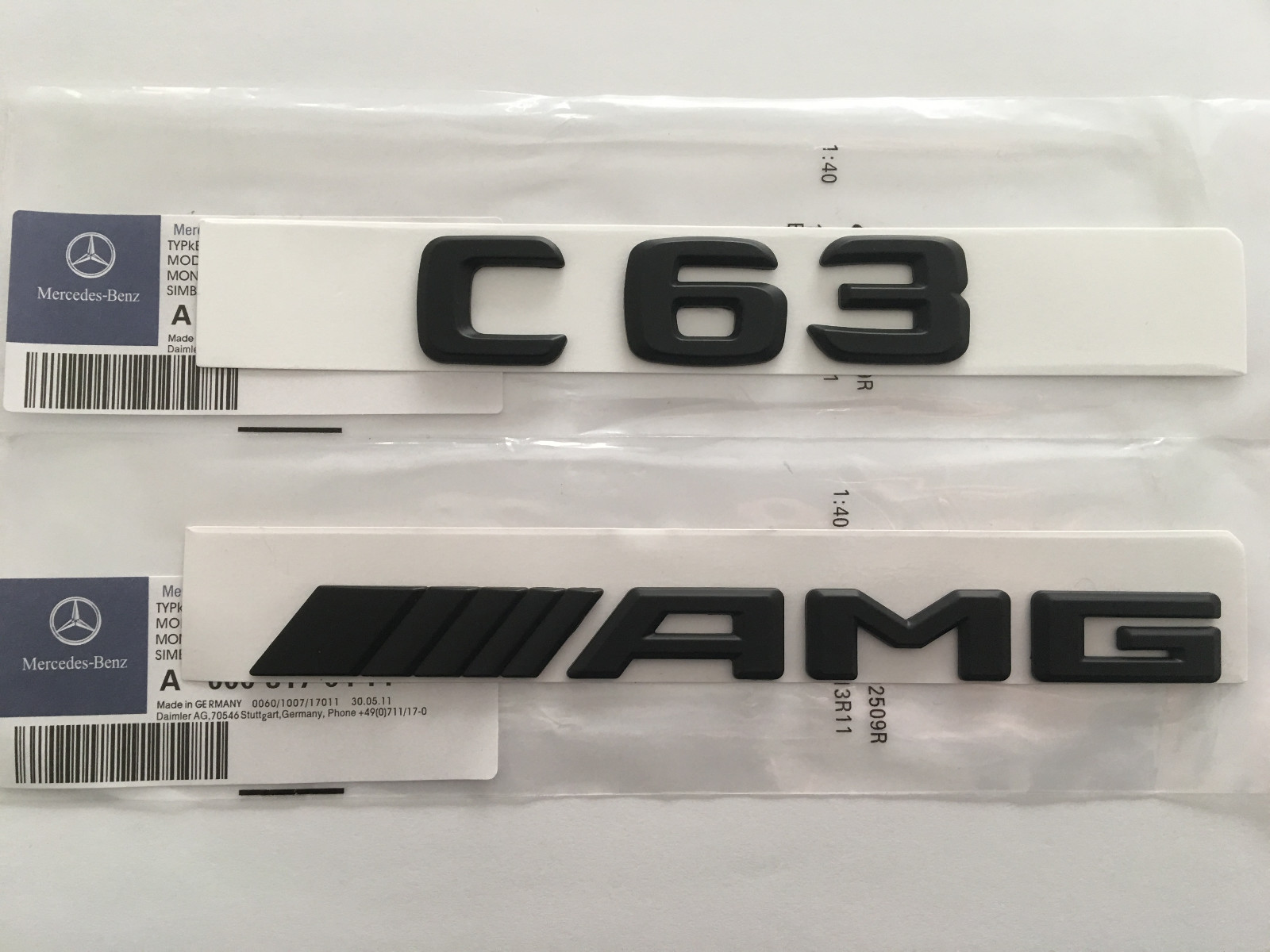 C63 AMG Rear Boot Trunk Badge Combo Matte Black Stickers for Benz C63s ...