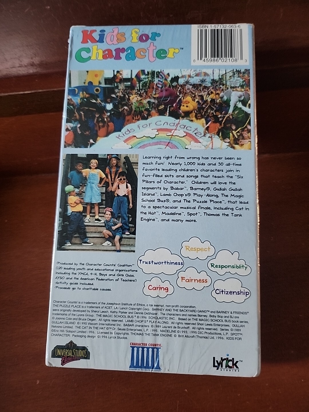 Kids for Character Counts VHS Video Tape 90s Cartoons Tom Selleck ...