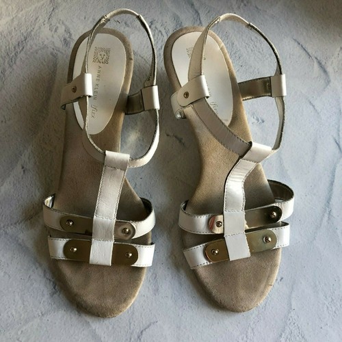 Anne Klein iflex Womens 8 White Strappy Demi Wedge Casual Designer ...