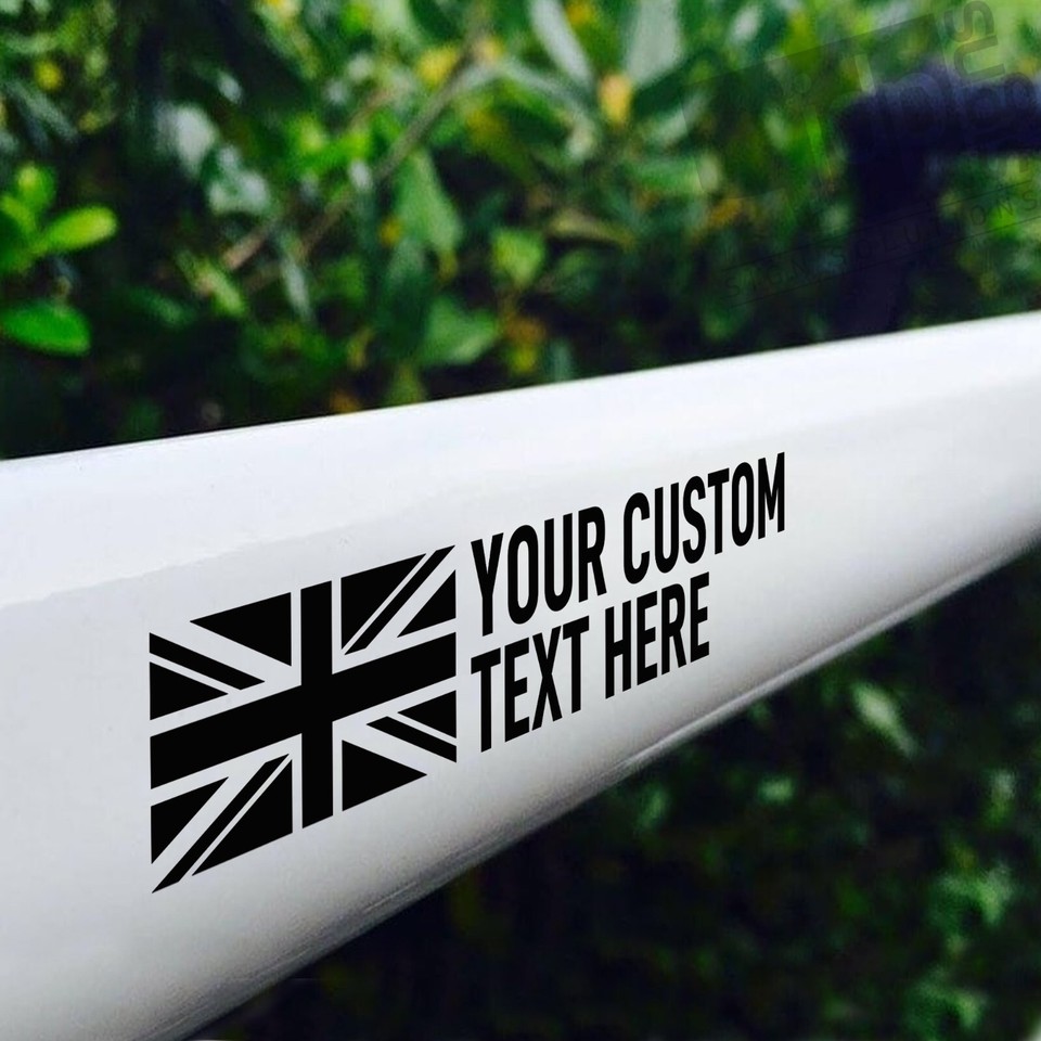 x2 PERSONALISED ENGLAND FLAG BIKE FRAME NAME STICKERS VINYL DECAL CYCLE ...
