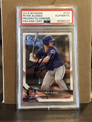 2018 BOWMAN CHROME PETE PETER ALONSO SIGNED RC ROOKIE PSA DNA AUTHENTIC ...