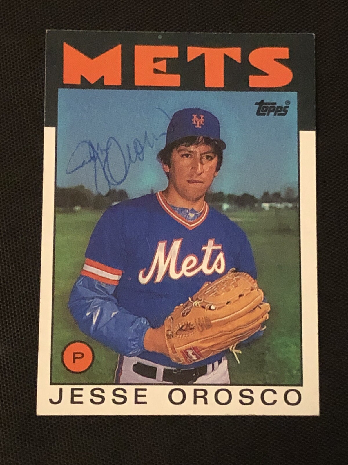 JESSE OROSCO 1986 TOPPS SIGNED AUTOGRAPHED CARD #465 NEW YORK METS WS ...