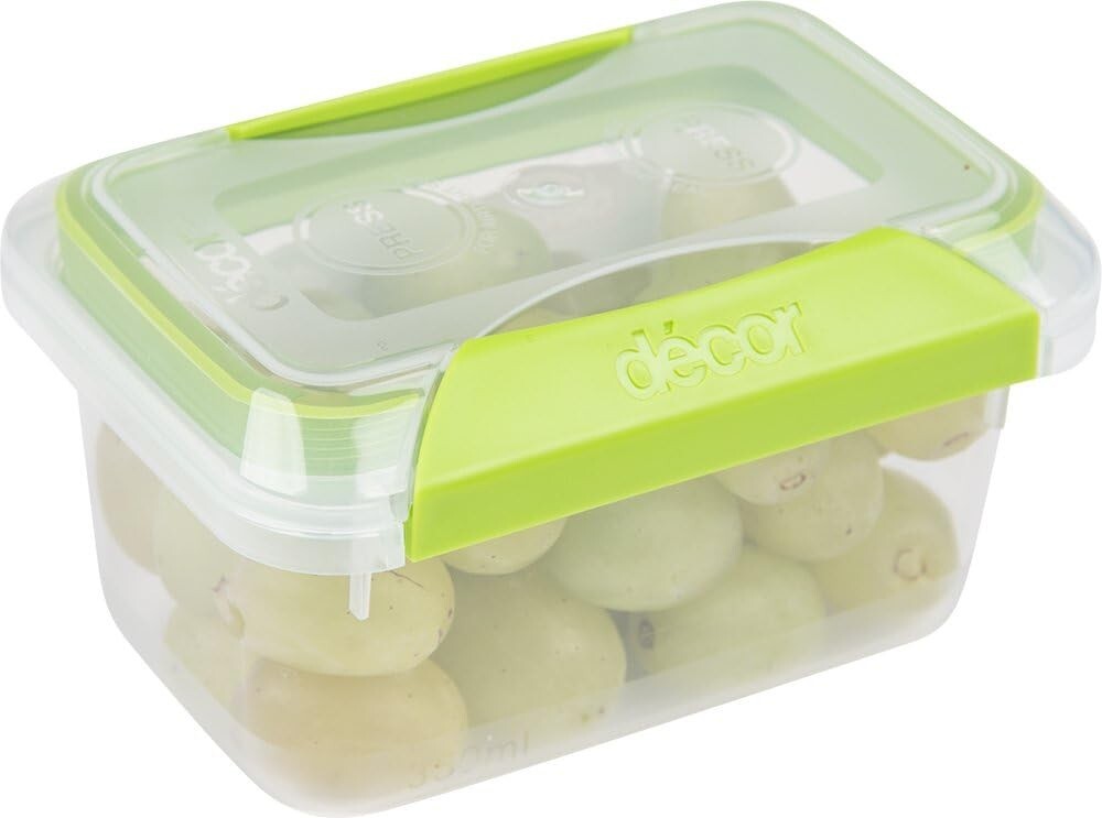 Decor Fresh Seal Clips Oblong Food Storage Container, Clear/Teal, 350 ...