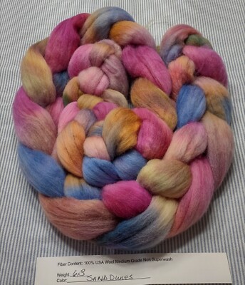 USA Sourced Hand Dyed Painted Med Wool Combed Top Roving Spinning ...