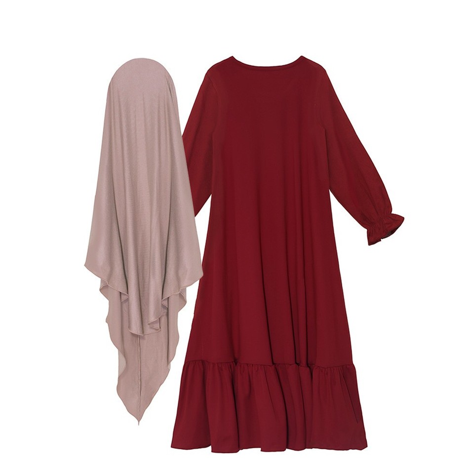 2pcs Kids Girls Amira Hijab Long Robes Abaya Burka Prayer Niqab Islamic ...