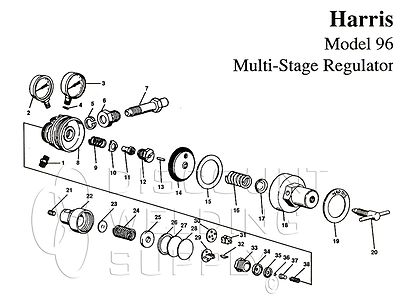 REPAIR KIT - HARRIS MODEL 96-100 OXYGEN 2-STAGE REGULATOR REBUILD 96 ...
