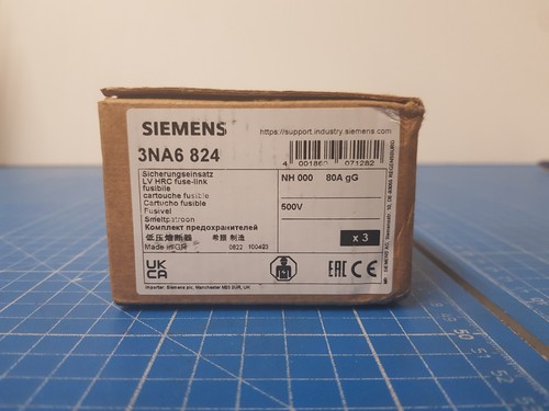 3Stück (4,65eur/Stk) SIEMENS 3NA6824 NH-Sicherungseinsätze GL/GG 80A ...