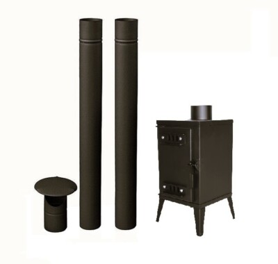 small log burner wood burner multifuel stove 2 flue pipes and a cap AA ...