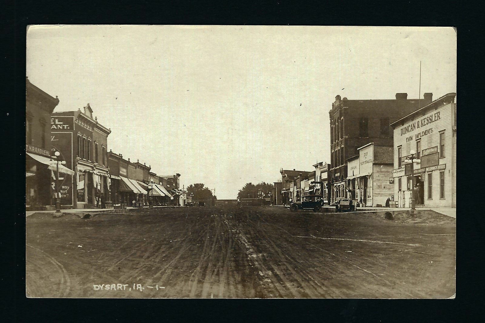 Dysart Iowa IA c1910 RPPC Main St Duncan & Kessler STUDEBAKER MOTOR ...
