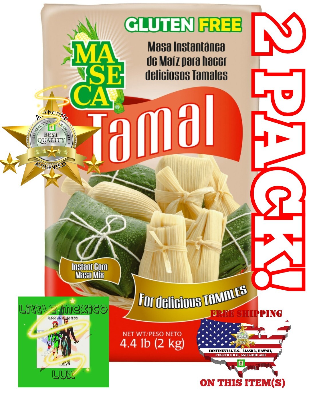 4 Pack! MASECA Instant Corn Masa Mix x Delicious Tamales 4.4 Lb(2kg ...