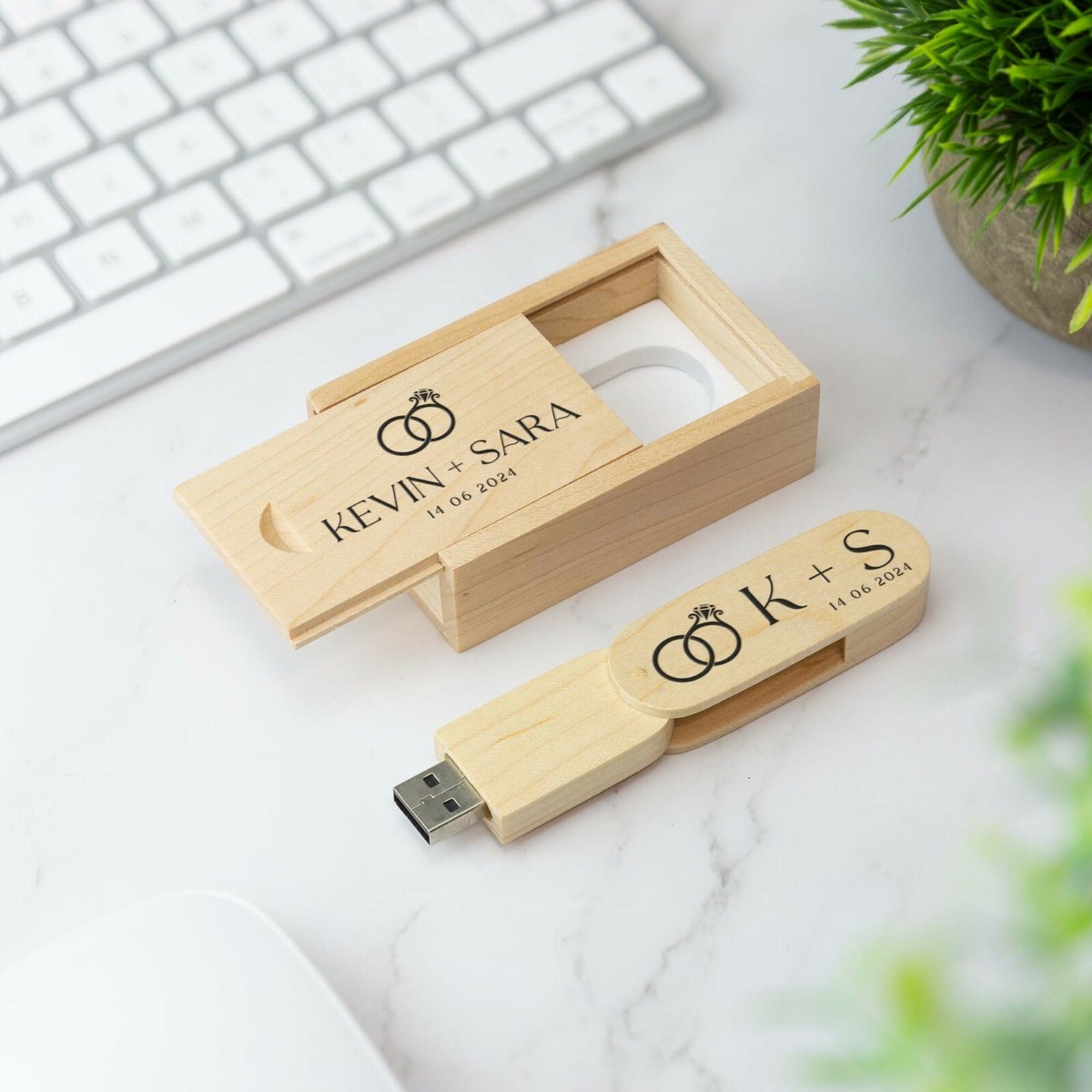 Wood Usb Wedding Wooden USB Wedding Gift, Couples Gift, Personalised