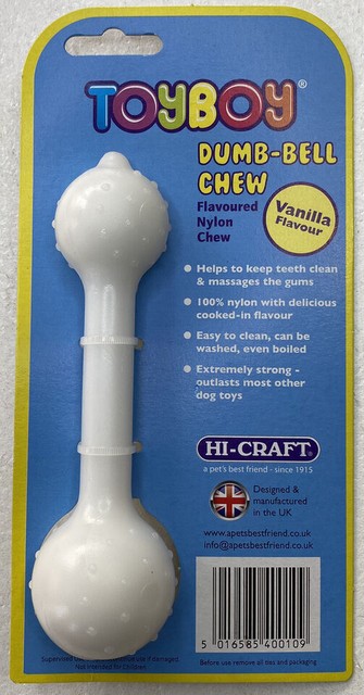 Hi-Craft Toyboy Dog Chew Toy Beef Flavoured Nylon Teething Dumb-bell ...