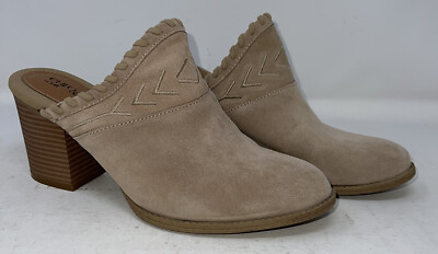 Womens Euro Soft by Sofft Tan Suede "Sandy" Block Heel Mules Clogs Size ...