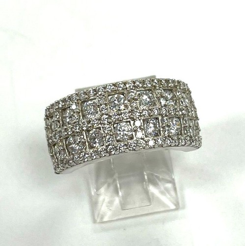 Stunning Sterling Silver Multi Row Partial Wide Band CZ Ring Size 6.25 ...