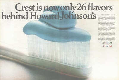 1968 Crest Toothpaste Vintage Print Ad Howard Johnsons 26 Flavors | eBay