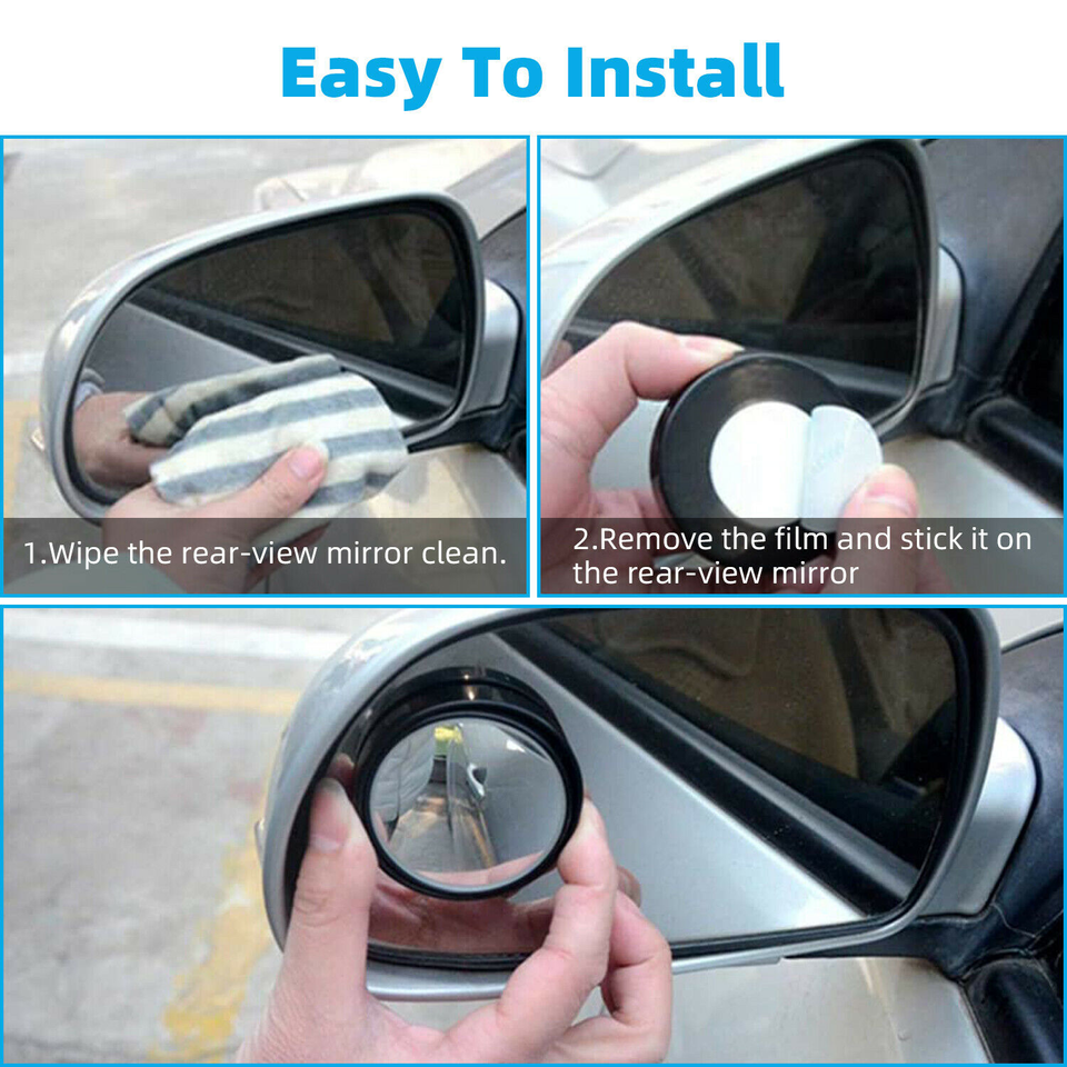 2PCS Blind Spot Mirrors Round HD Glass Convex 360° Side Rear View ...