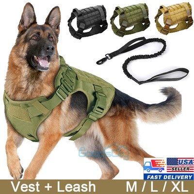 Tactical Dog Harness with Leash Dog Large Military Dog Vest US Working ...