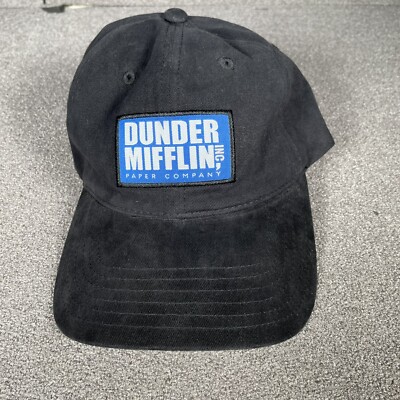 Dunder Mifflin Hat Blue Patch Logo Cap The Office Black Strapback ...