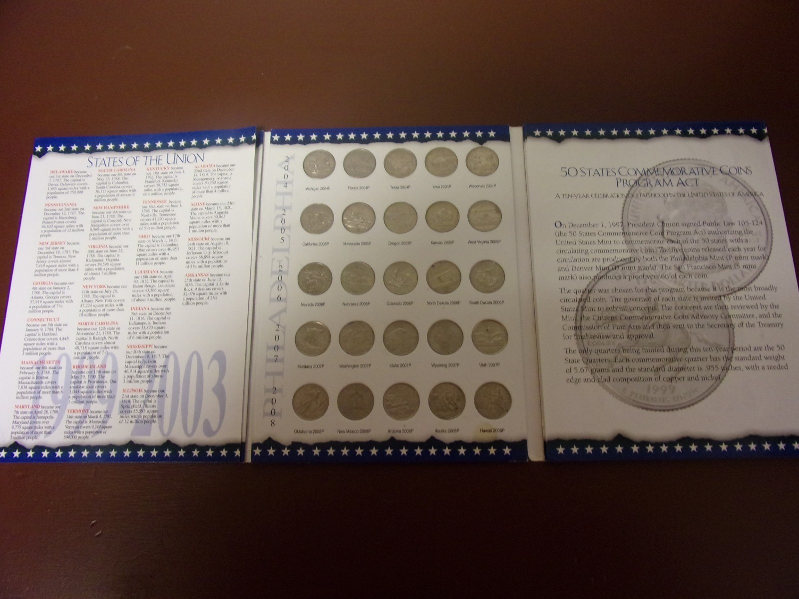 The Official US Mint 50 State Quarters Collectors Folder 1999-2008 with ...