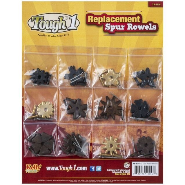 Tough-1 Replacement Spur Rowel Card (12 Pair w/Pins) Assorted Metals 78 ...