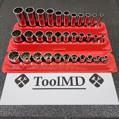 Snap-on Tools 33pc 3/8" Drive SAE Shallow Semi Deep 12-POINT Chrome ...