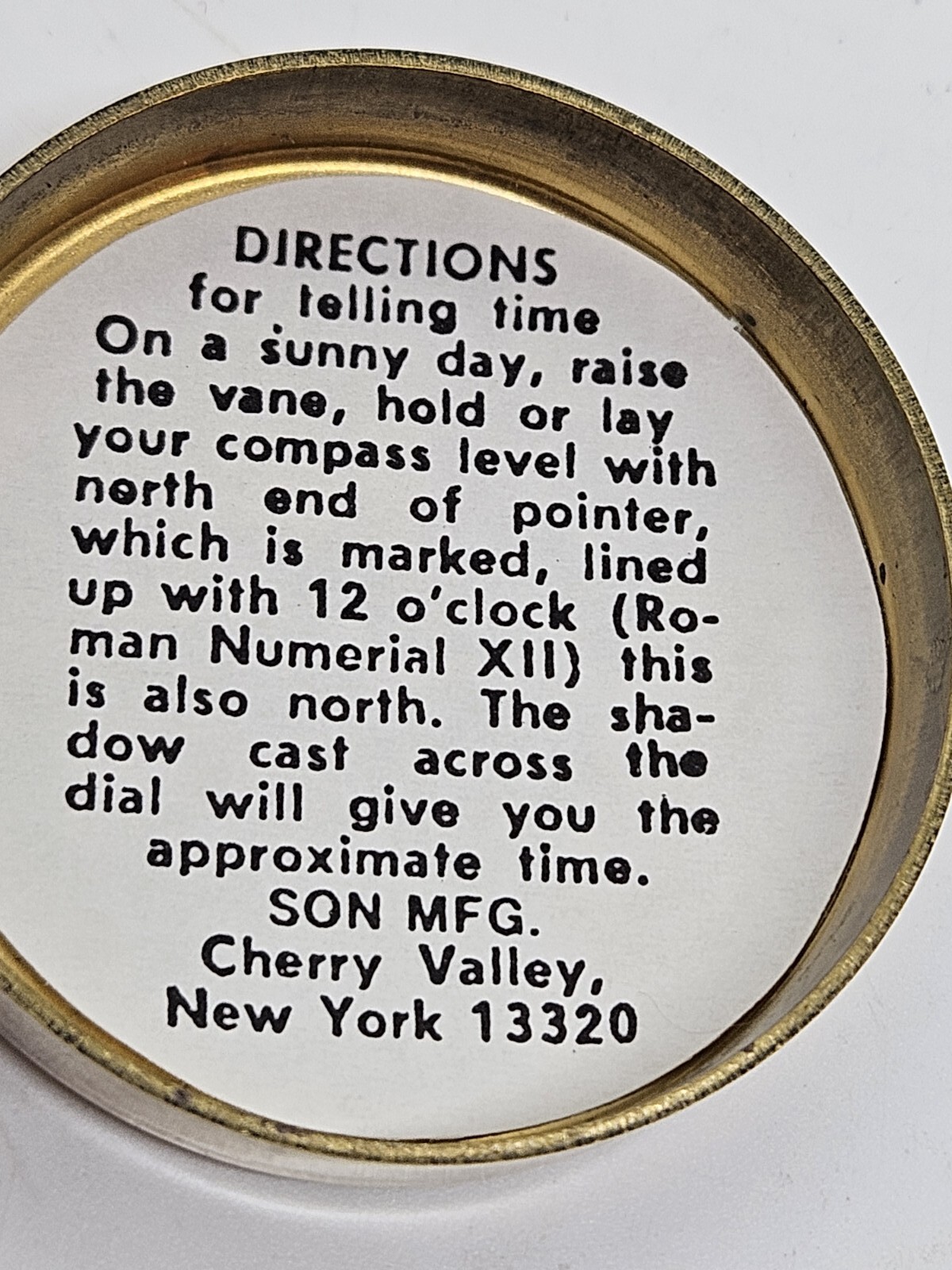 Vintage Son Mfg. Co. New York USA Brass Cased Navigational 'SUN' Pocket ...
