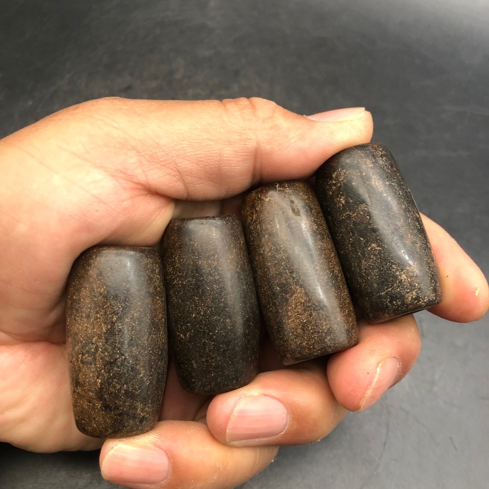 4PCS China Hongshan Culture Old Jade Carved Yu Cong Zong “Lezi” amulet ...