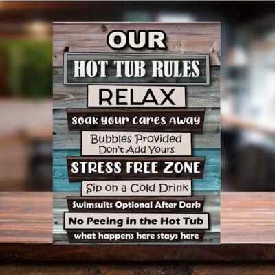 Funny Hot Tub Rules Metal Wall Sign man cave hot tub pool rules warning ...