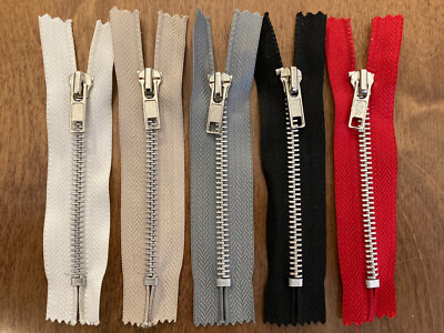 Metal Teeth Zips Short closed end Small Zip 10cm (4") Colour Choice ...